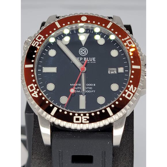 deep blue | Accessories | Deep Blue Black Glossy Dial Red Ceramic Bezel ...